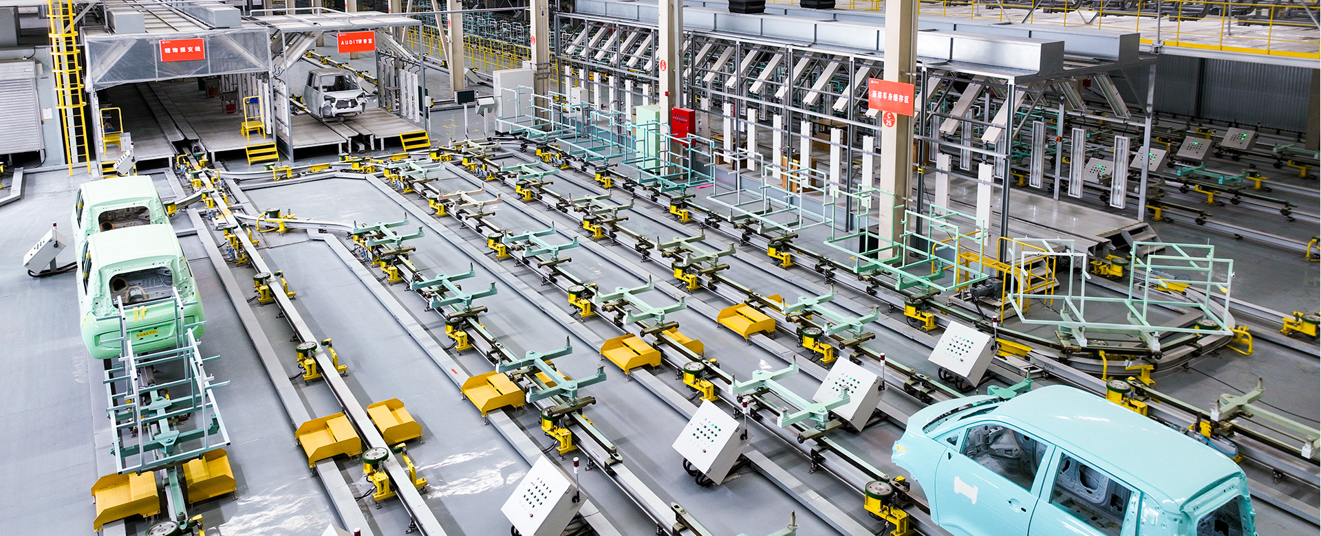 Assembly line, Powder spraying line, Paint spraying line ...